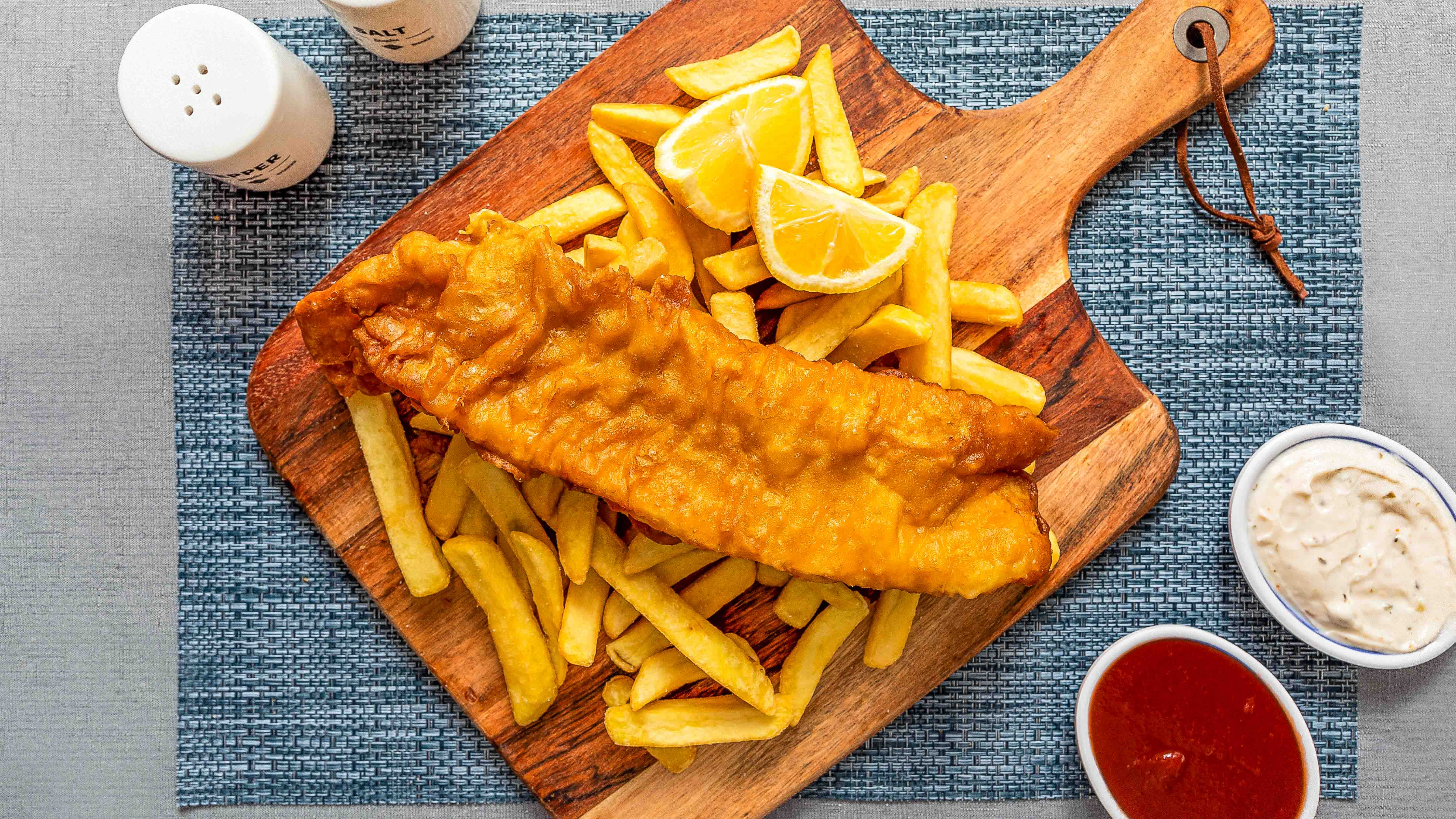 Battered Snapper with Chips – Silver Plate